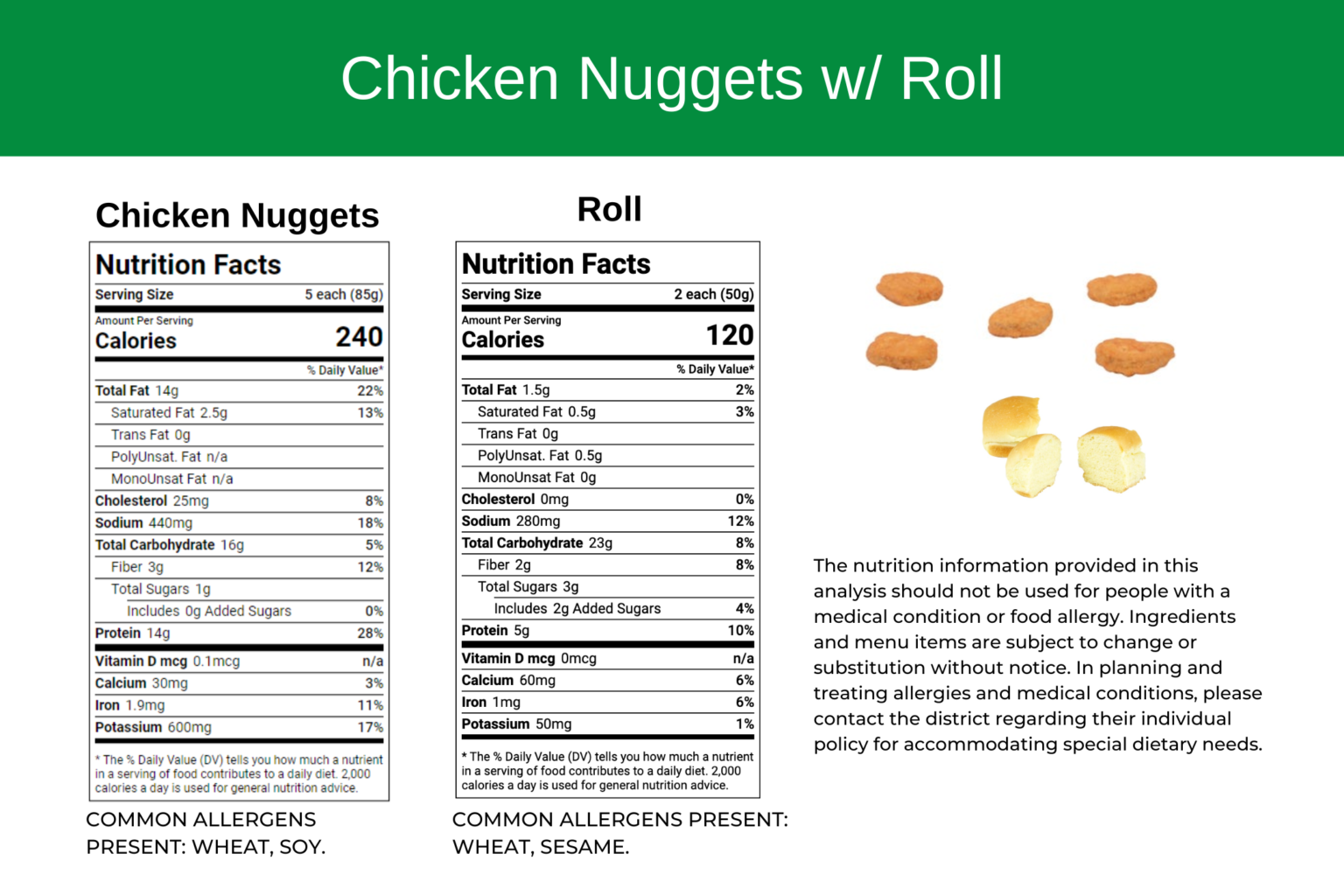 Chicken Nuggets w/Roll - St. Albert Nutrition Service